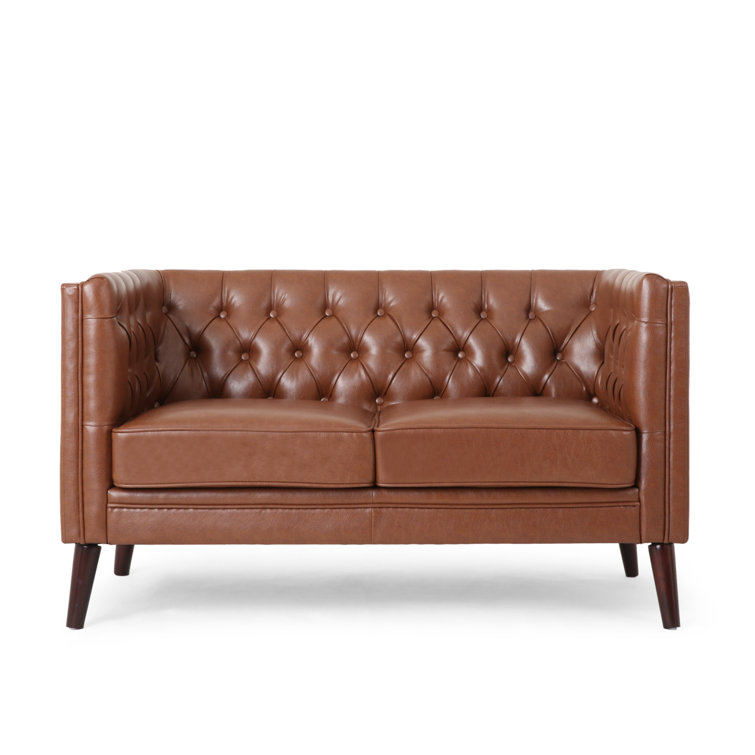Kokesh 53.5 Faux Leather Loveseat George Oliver Leather Type Cognac Faux Leather